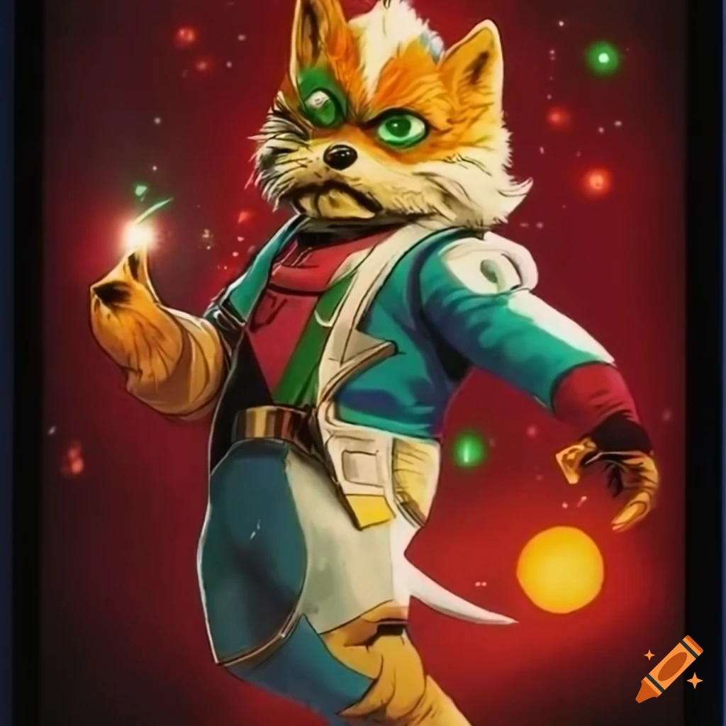 Star fox with extraordinary details in a vintage poster style on Craiyon