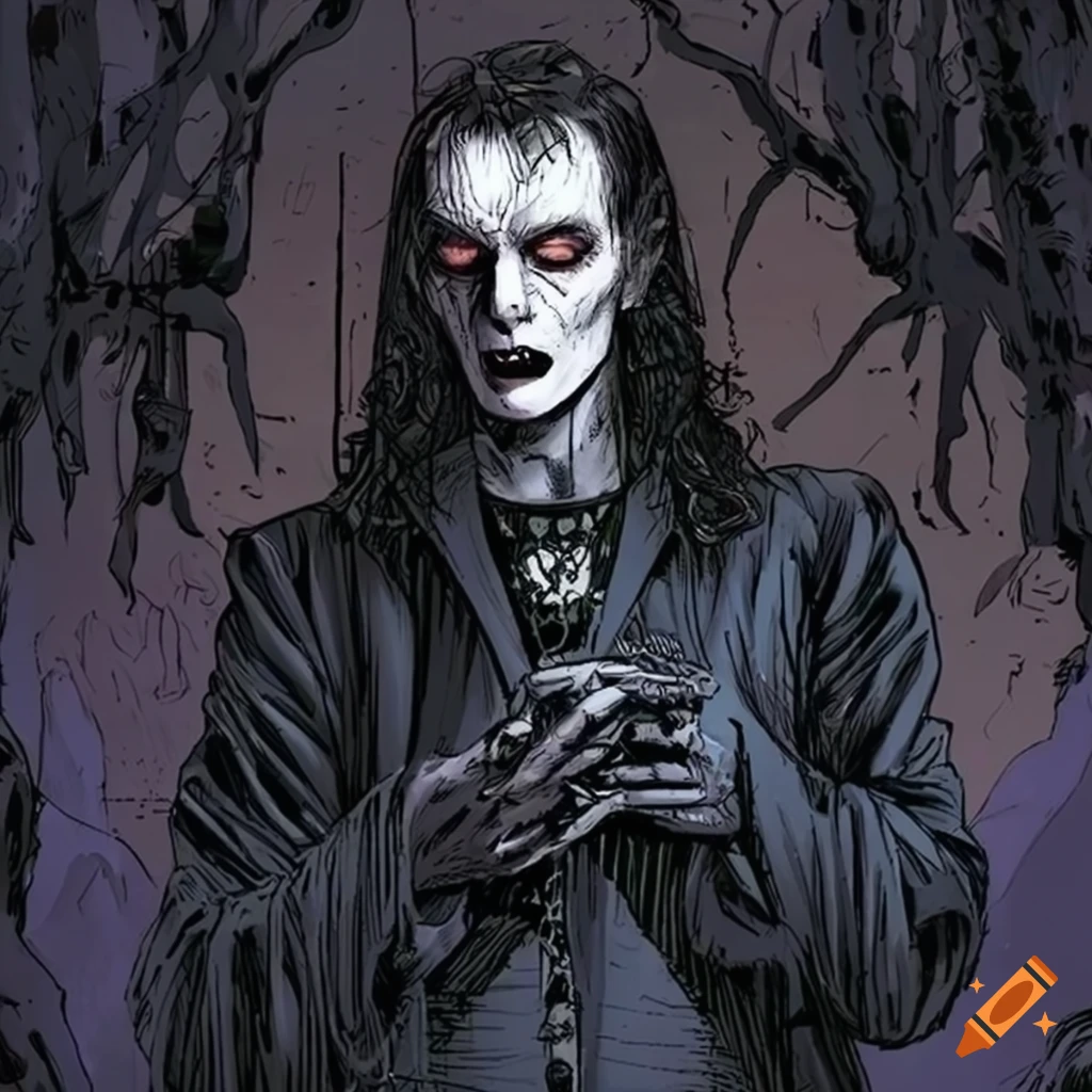 Iconic gothic musician Peter Murphy in a graphic novel comic on Craiyon