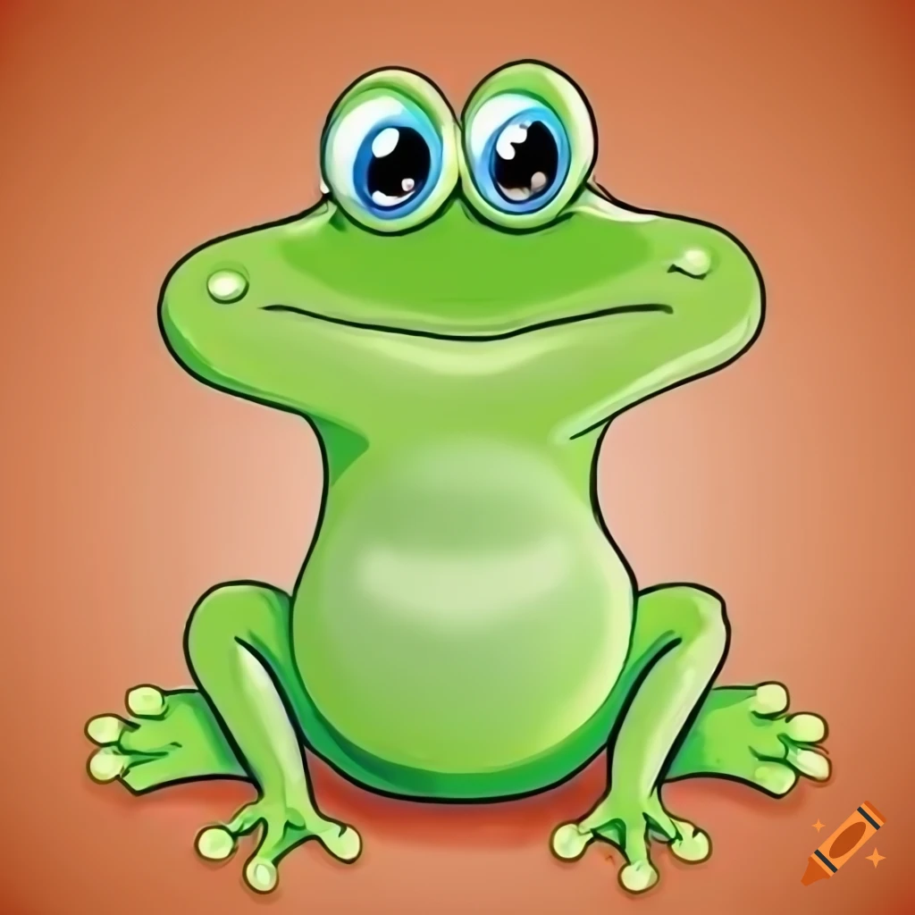 Smiling cartoon frog drawing on Craiyon