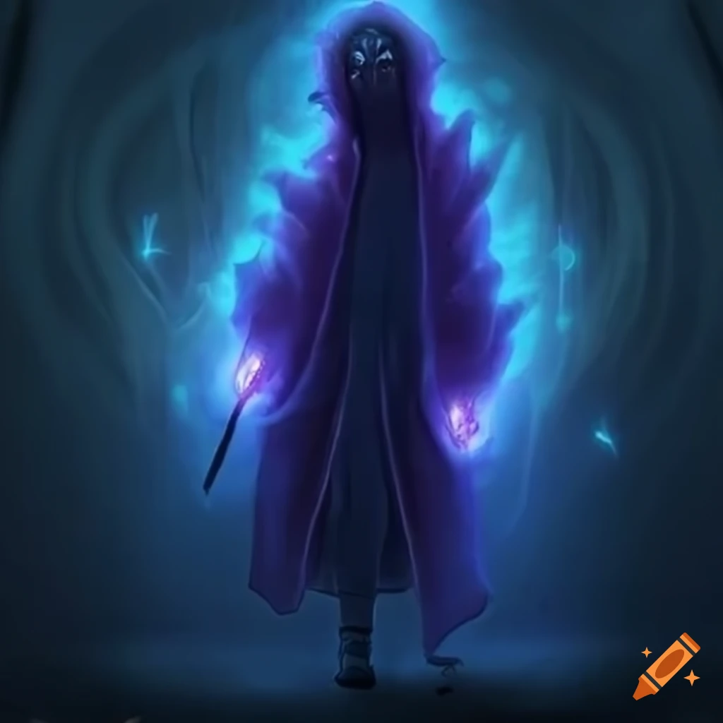 Pain with blue shading and glowing rinnegan on Craiyon