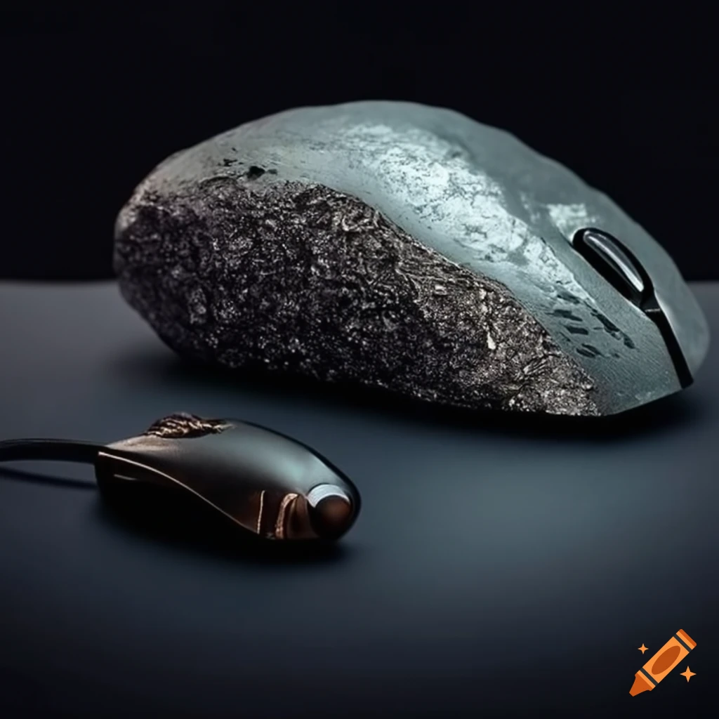 Computer mouse made of meteorite with widmanstetten structure on Craiyon
