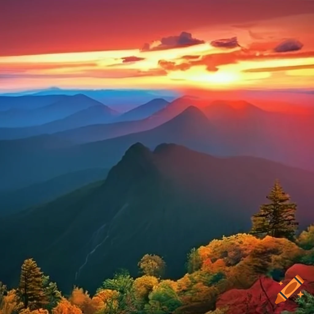 Classic national park poster of blue ridge mountains on Craiyon