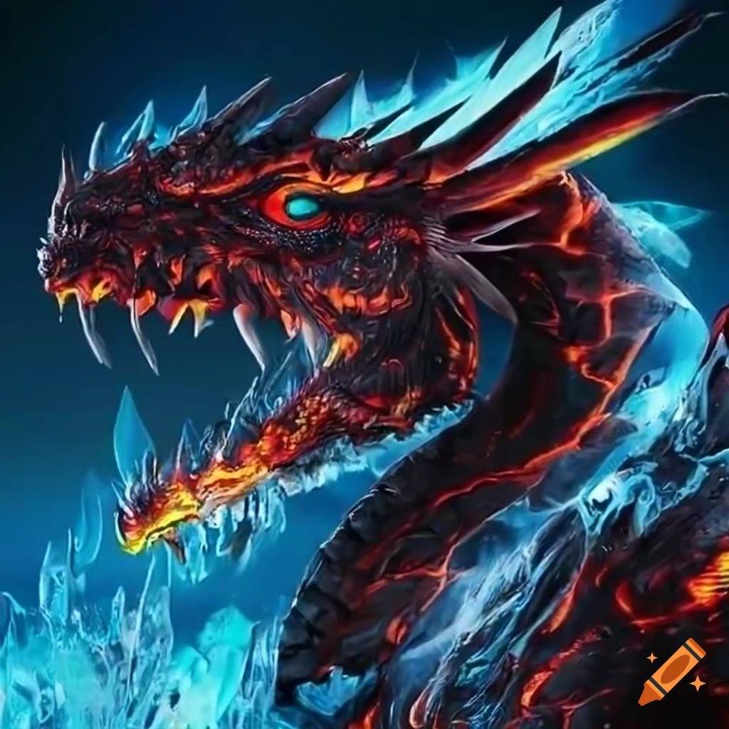 Ice and lava dragon on Craiyon