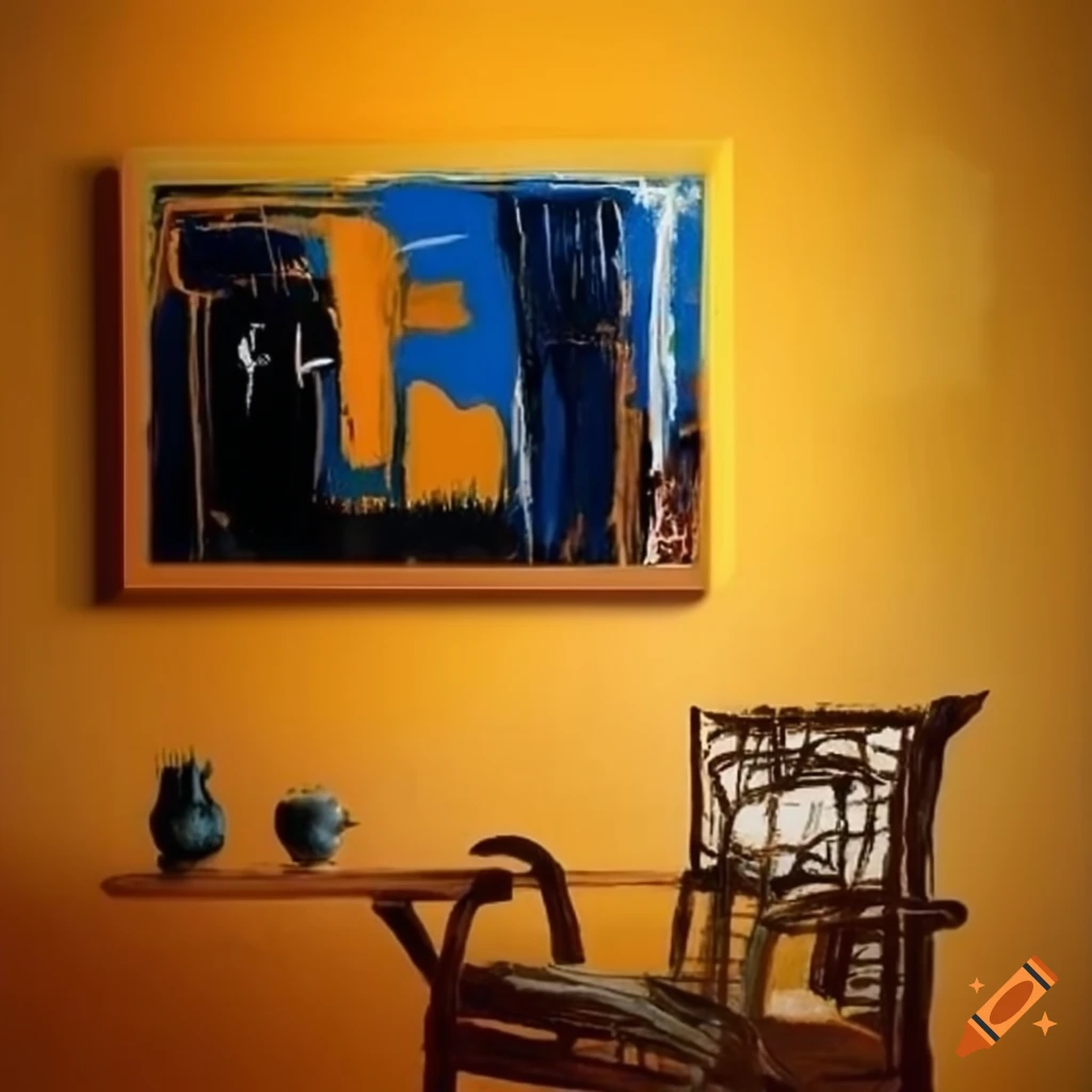 Abstract expressionism art by basquiat in modern interior on Craiyon