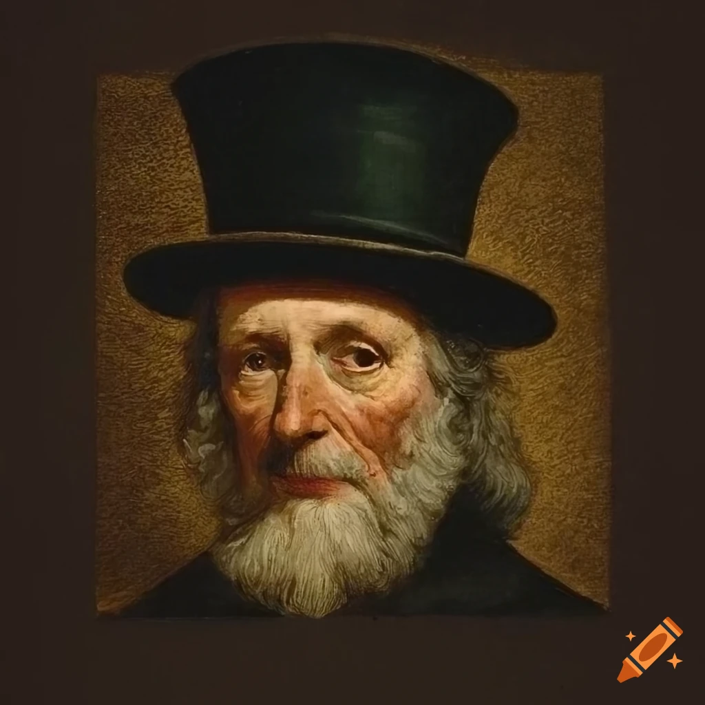 Rococo leonardo da vinci with a top hat and monocle in a norman ...