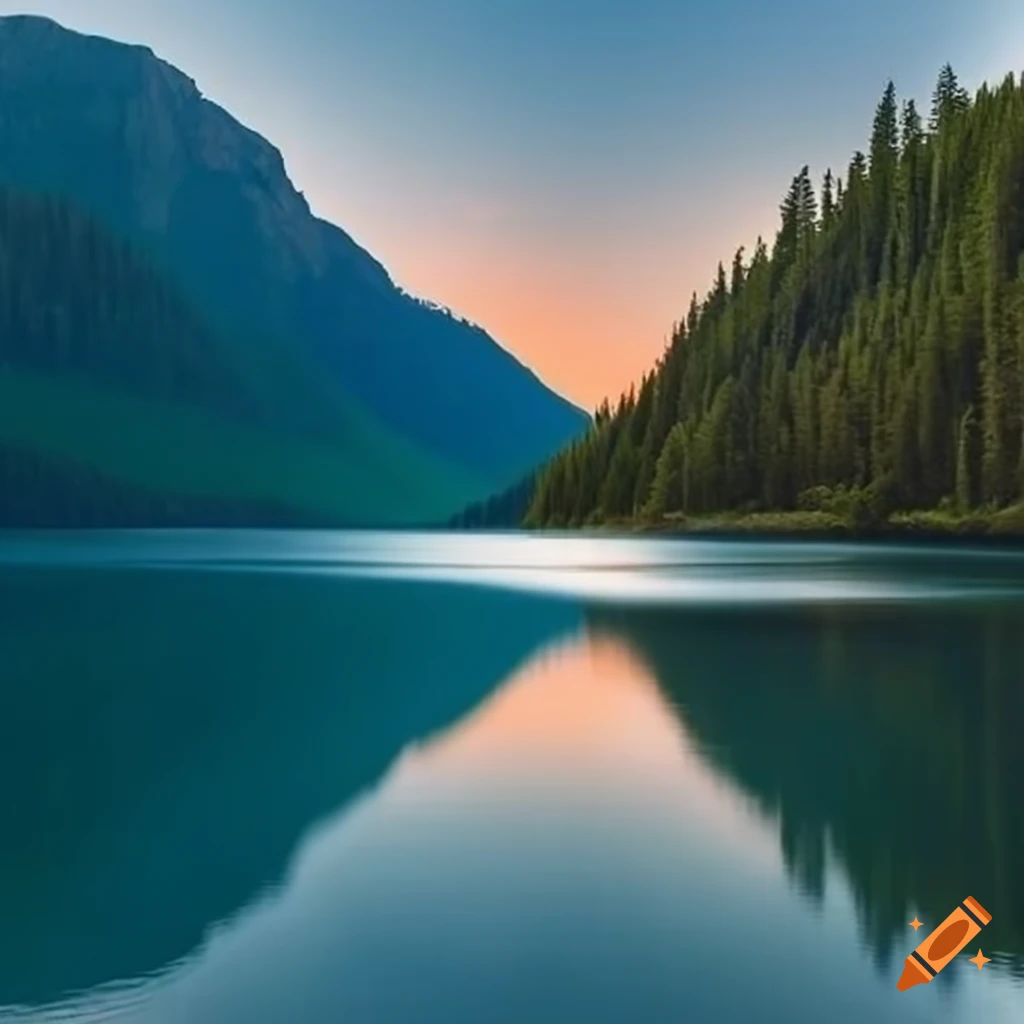 Calm mountain lake on Craiyon