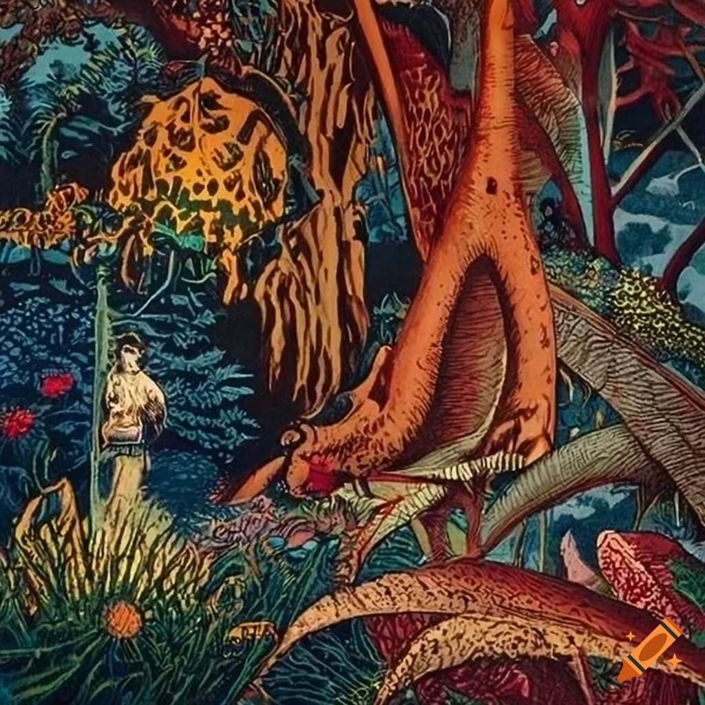 William Stout dusk serigraph illustration of Paradise overrun by demons ...