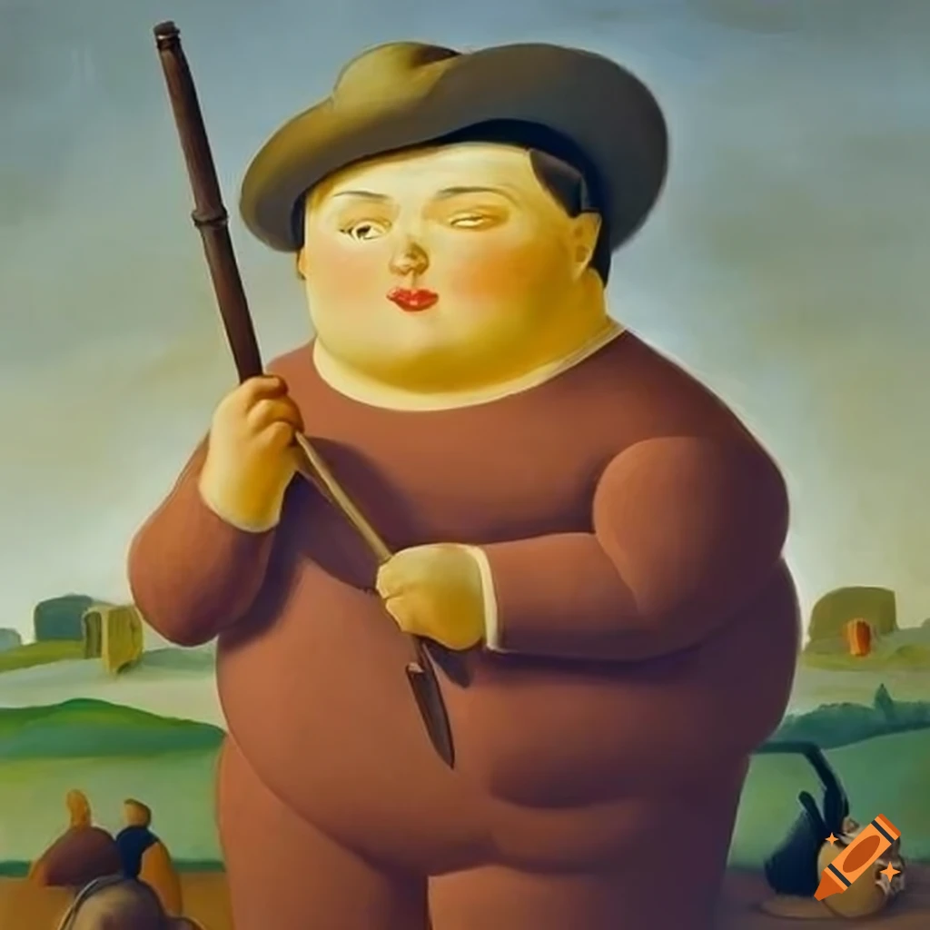 Farmers in the style of Fernando Botero on Craiyon