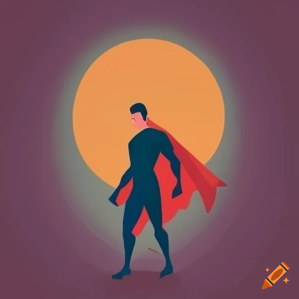 Retro hero archetype illustration with minimalistic design on Craiyon