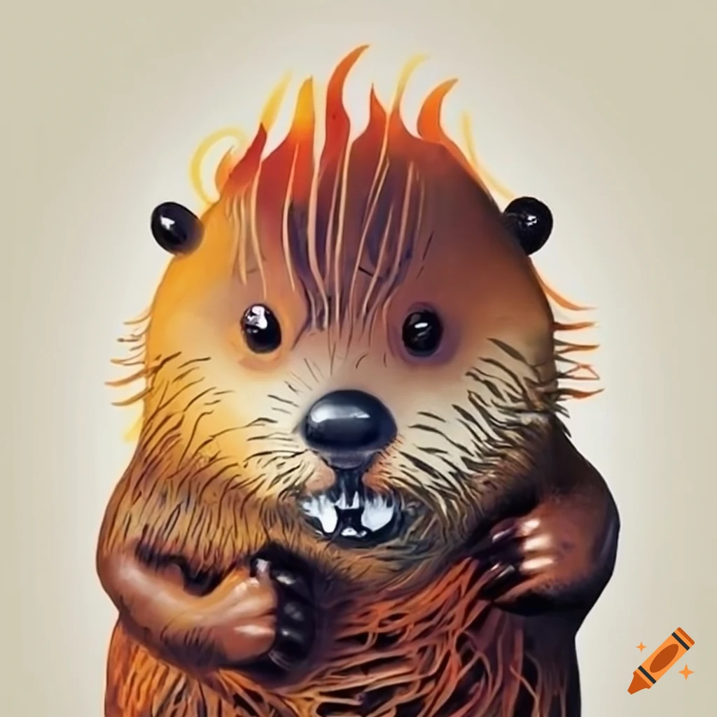 Beaver made of fire on Craiyon