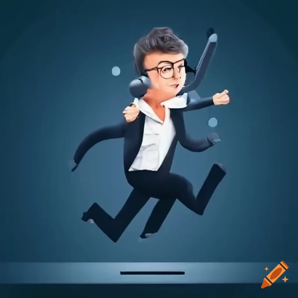 Dancing call center agent in an office setting on Craiyon