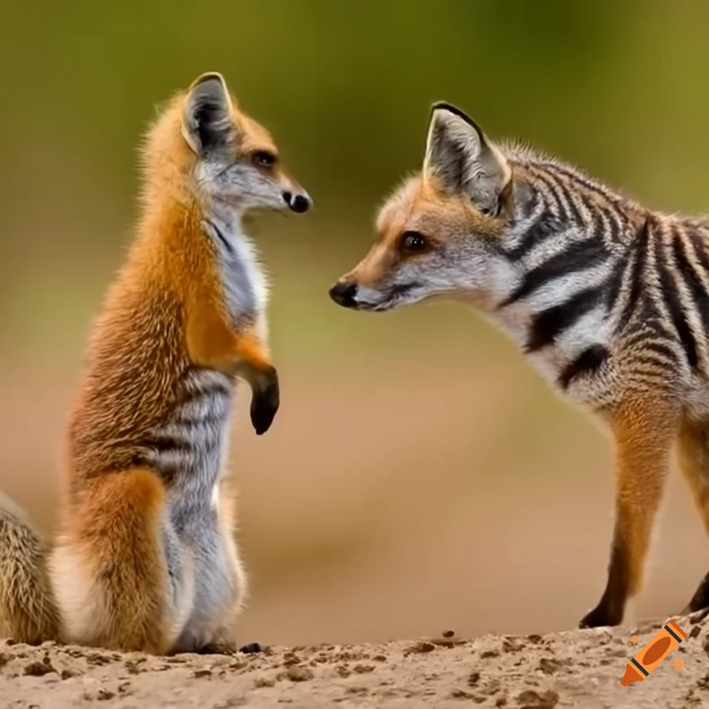 Unique creature with fox, zebra, and meerkat features on Craiyon
