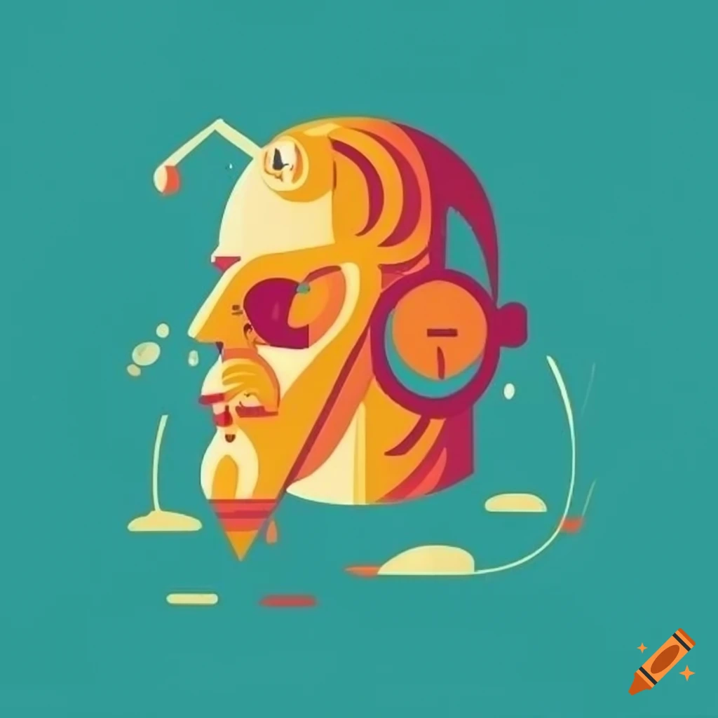 Retro illustration of an inventor archetype with minimalistic design on ...