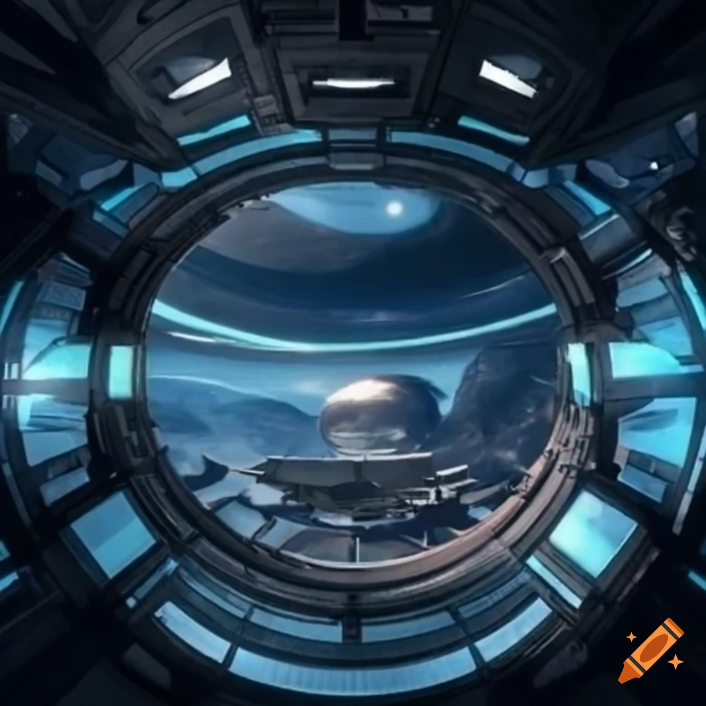 Impressive futuristic sci-fi detailed space station design on Craiyon