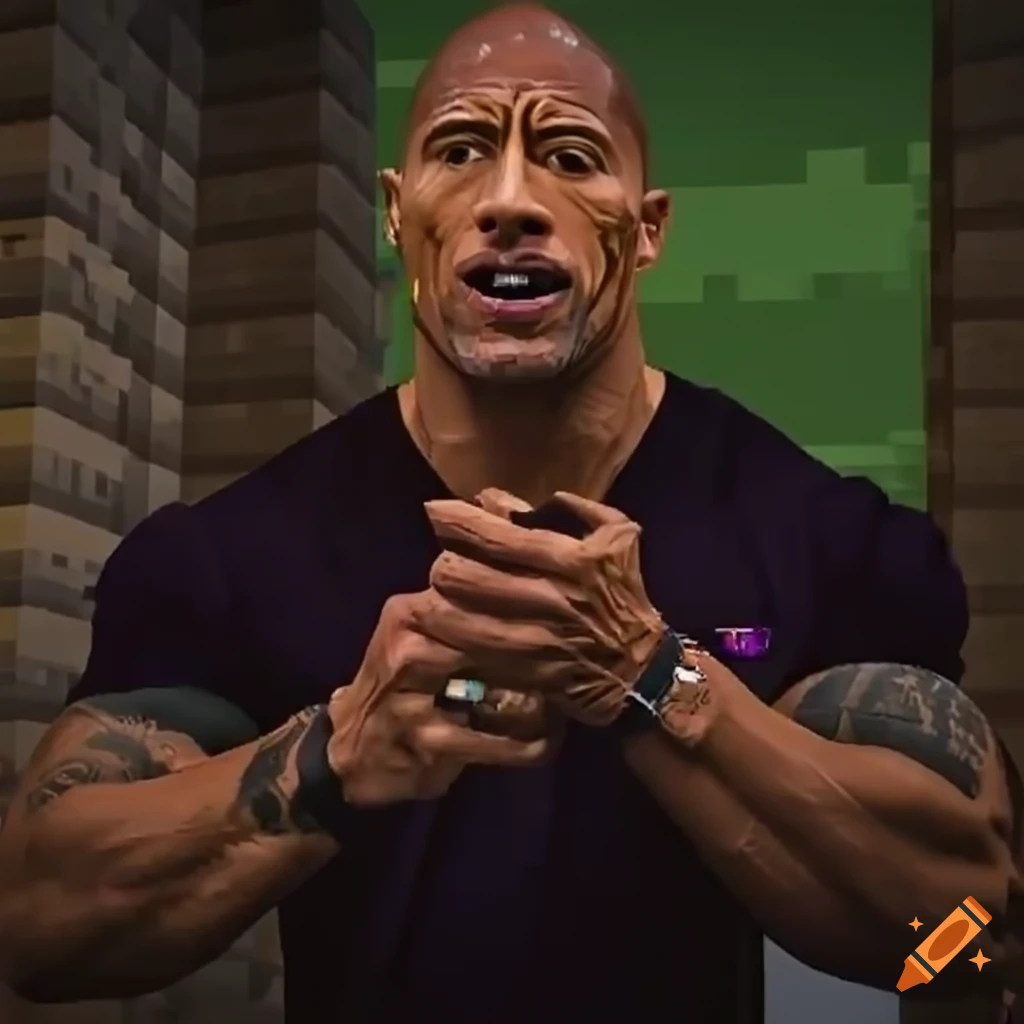 Dwayne johnson character in minecraft game on Craiyon