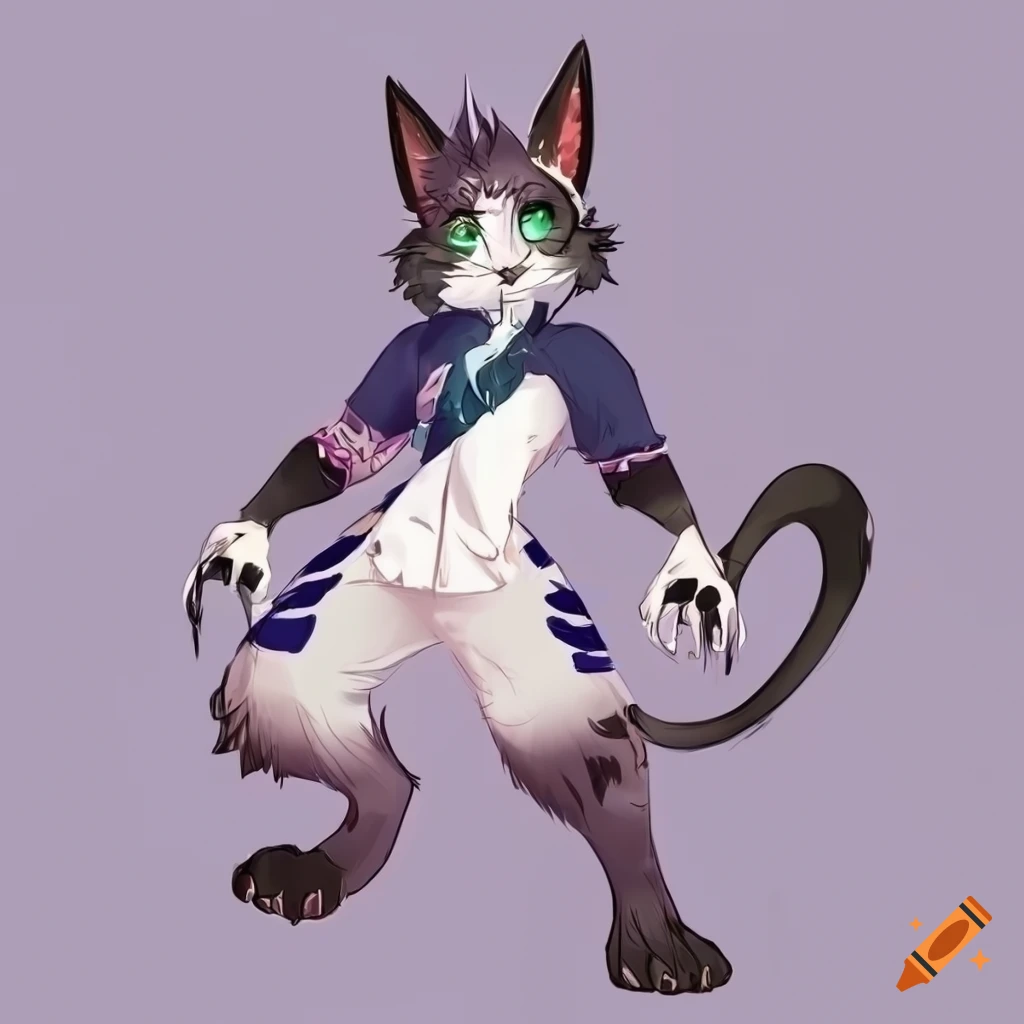Furry anthro cat character design with outfit on Craiyon
