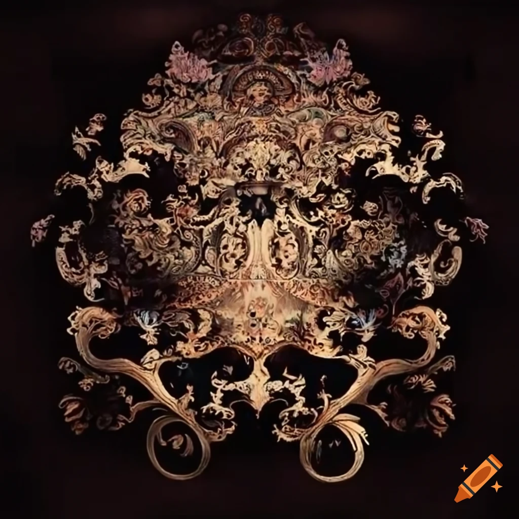 Rococo pattern with birds design on Craiyon