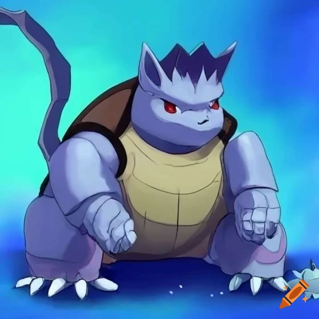 Design of a reimagined Blastoise Pokemon on Craiyon