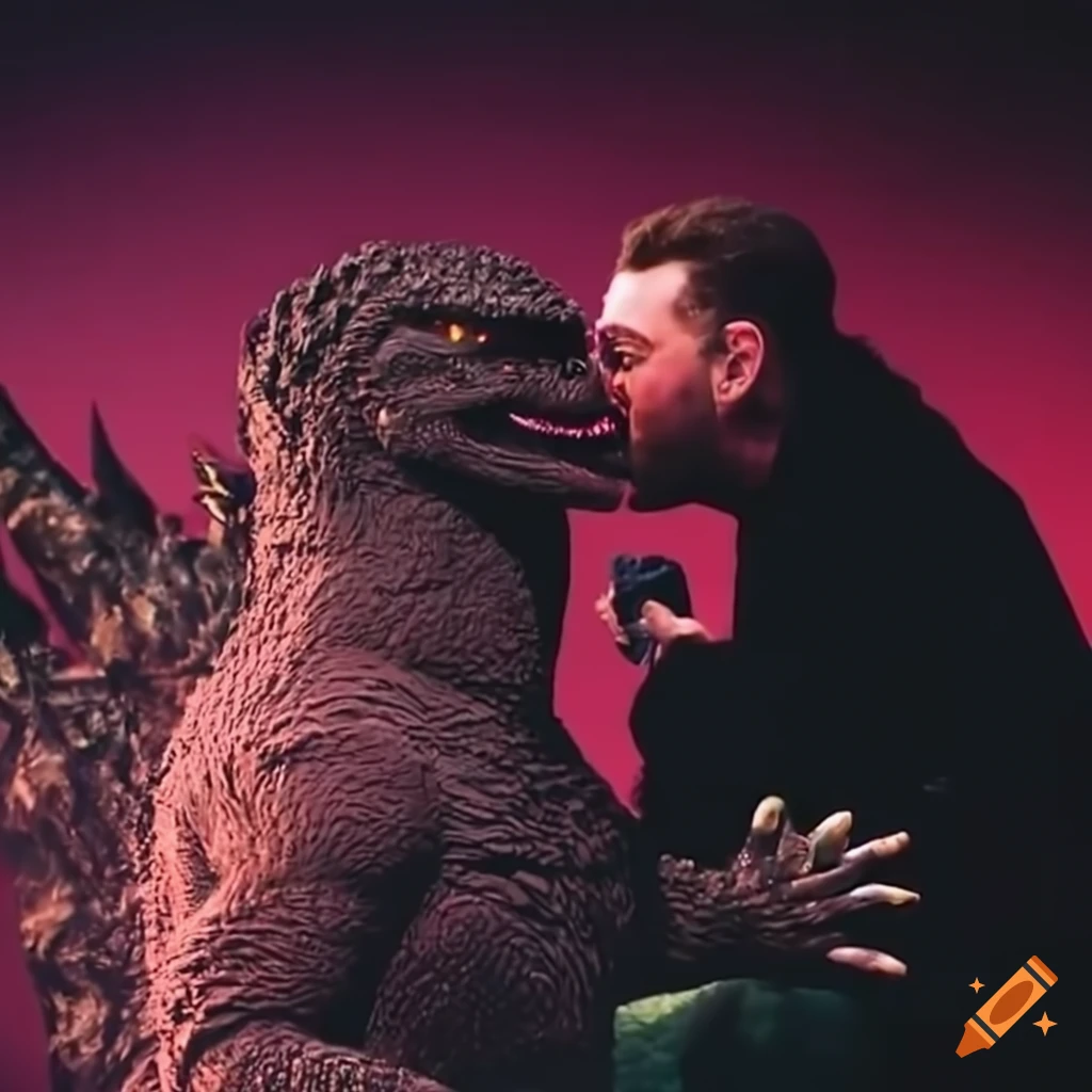 Sam smith kissing godzilla on Craiyon