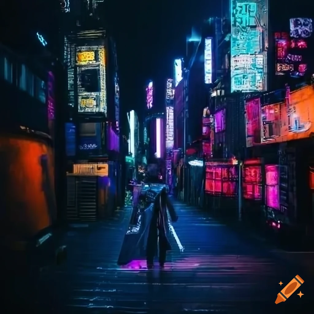 Cyberpunk night cityscape on Craiyon