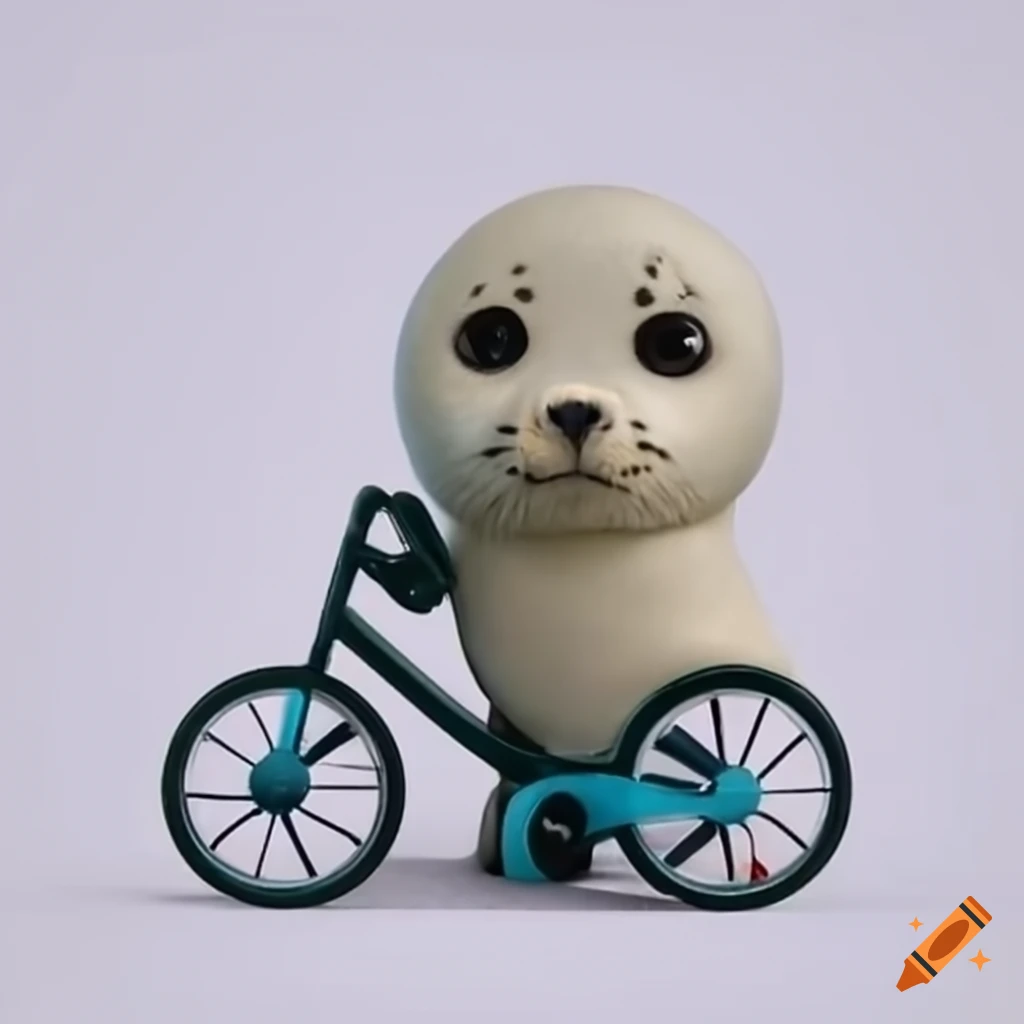 Baby seal riding a bicycle on Craiyon