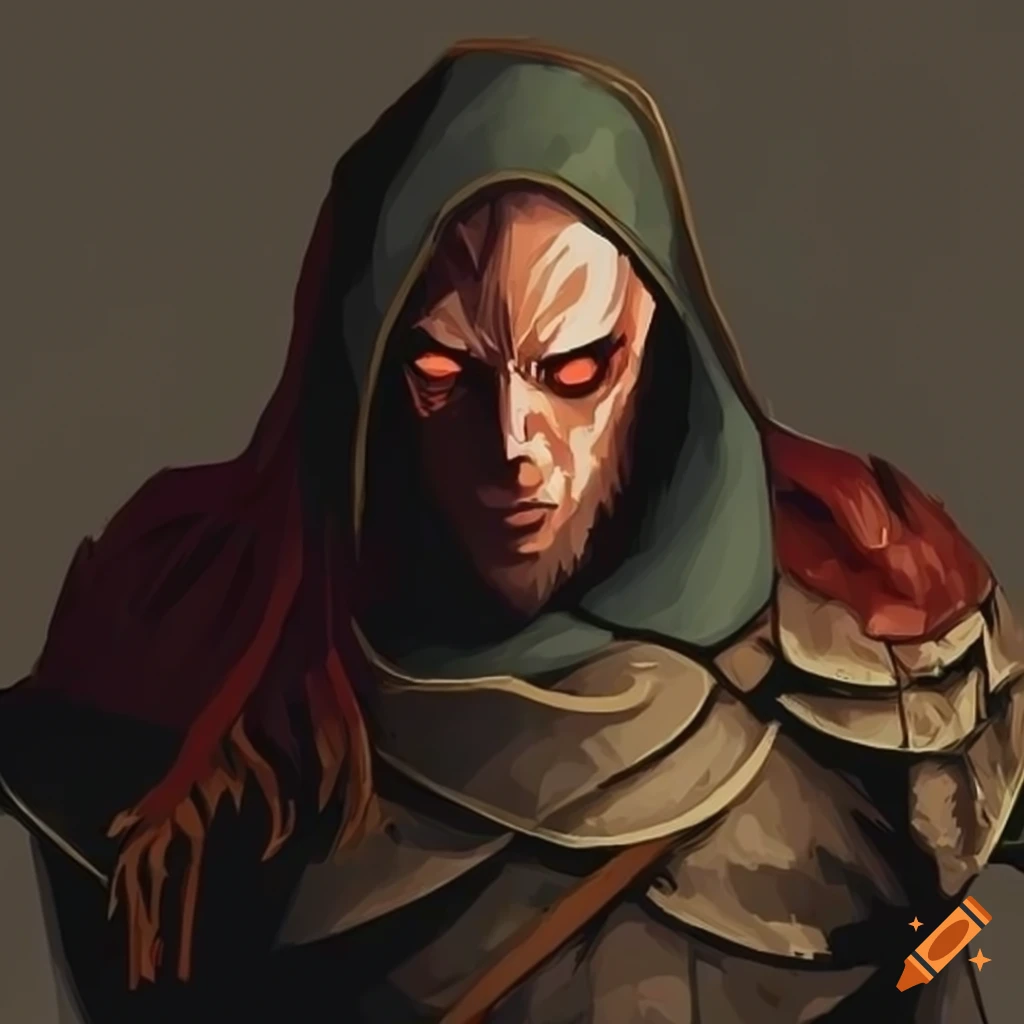 Evil mercenary in lord of the rings in minimalist style on Craiyon