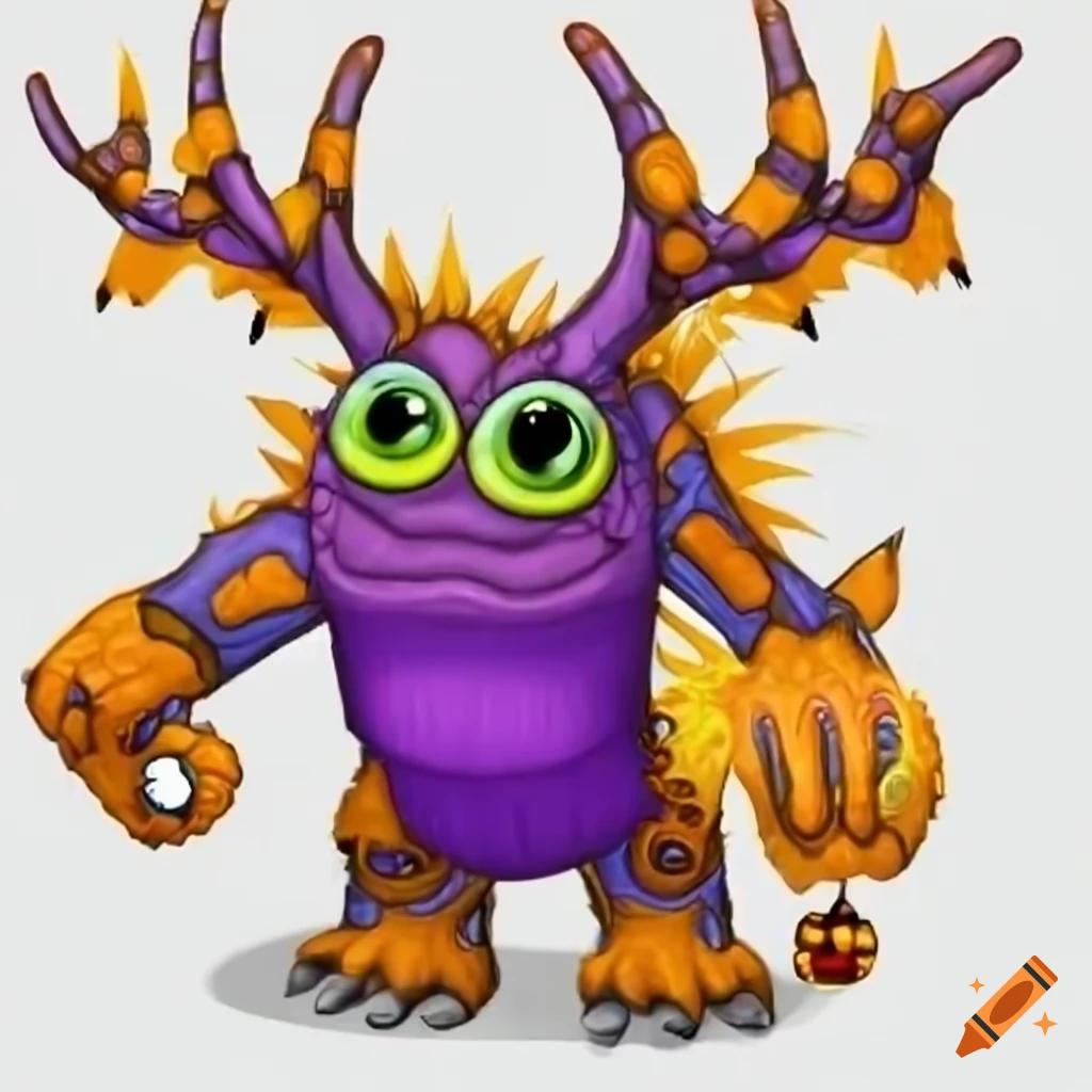 Monster with spikes and multiple arms in My Singing Monsters style on Craiyon