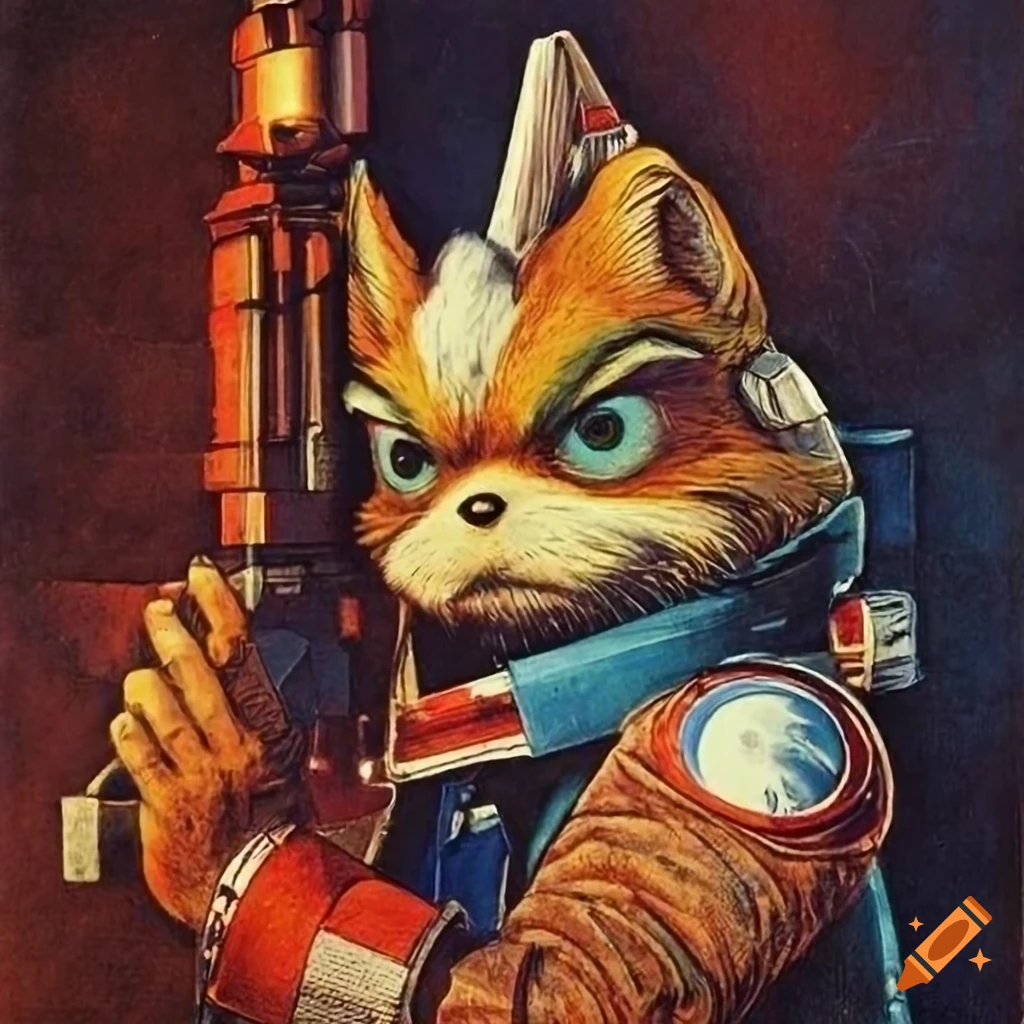 Intricate details of a vintage Star Fox poster inspired by James Gurney ...