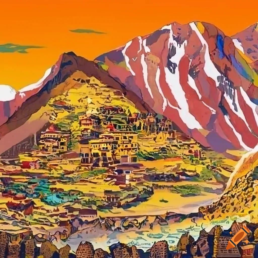 Illustrated map of spiti on Craiyon