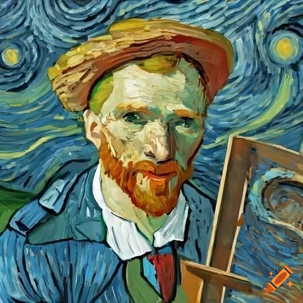Smiling Vincent van Gogh in elegant attire with a painting palette on ...