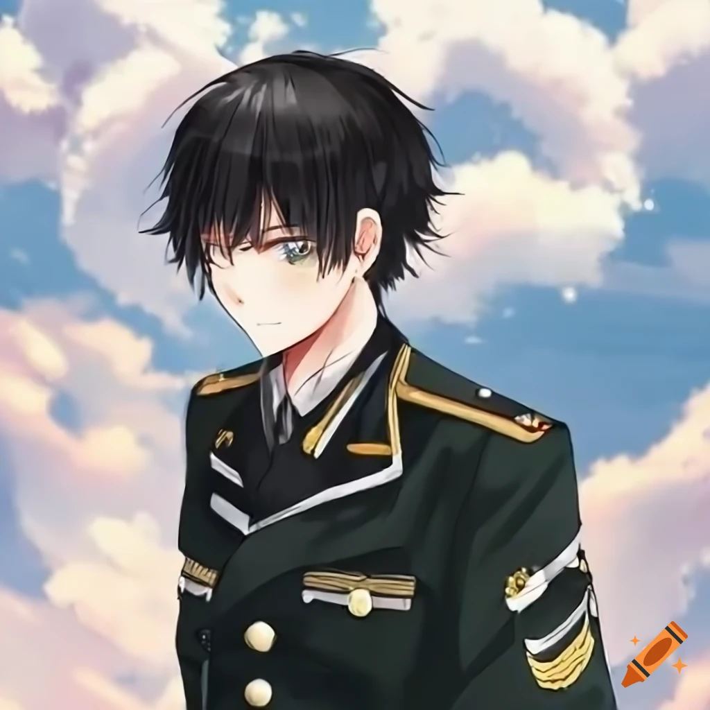Anime character in german navy uniform with black hair on Craiyon