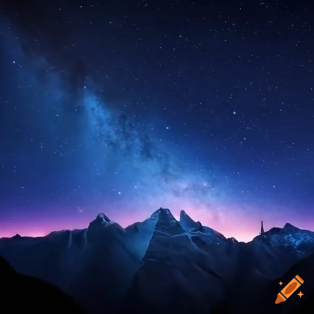 Starry night sky in a luxury marble bedroom suite with open walls and ...