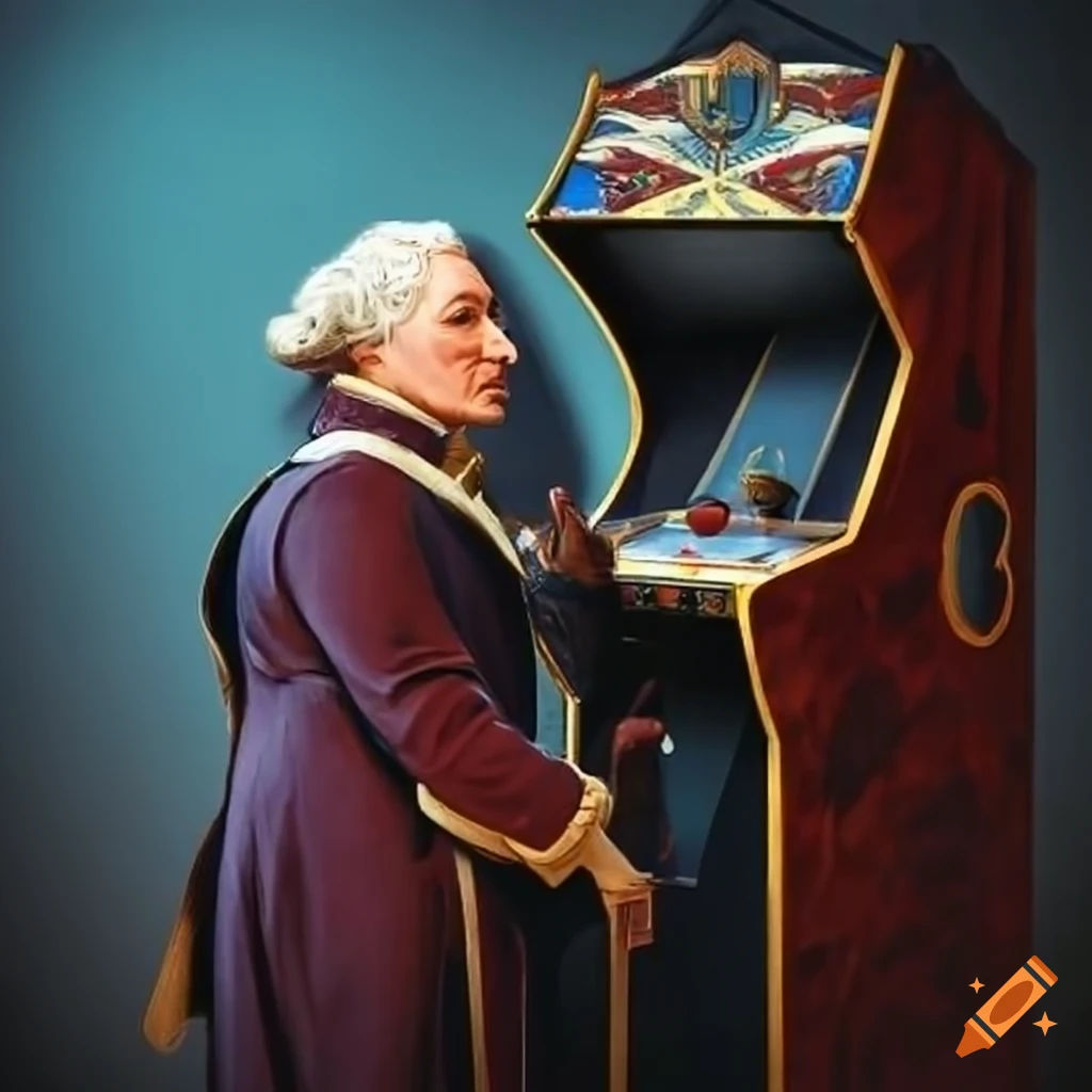 George washington playing arcade game on Craiyon