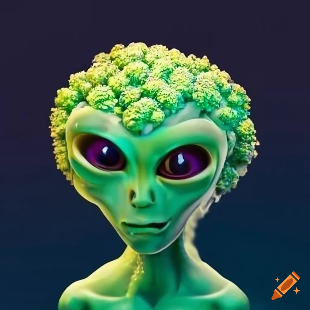 Alien with a head made of broccoli on Craiyon