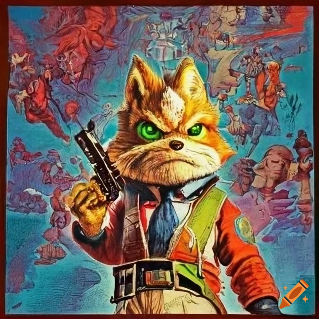 Intricate vintage star fox poster inspired by james gurney and norman ...