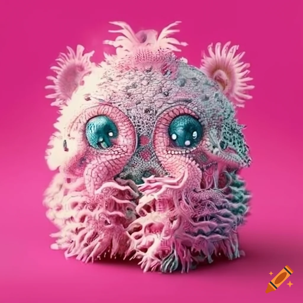Cute and adorable Barbie creatures on pink background on Craiyon