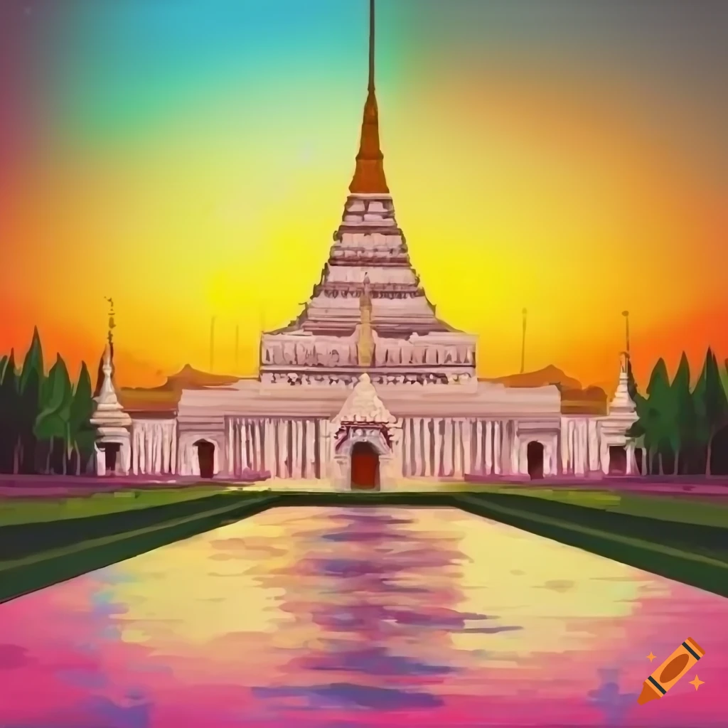 Myanmar palace interior in 2d view on Craiyon