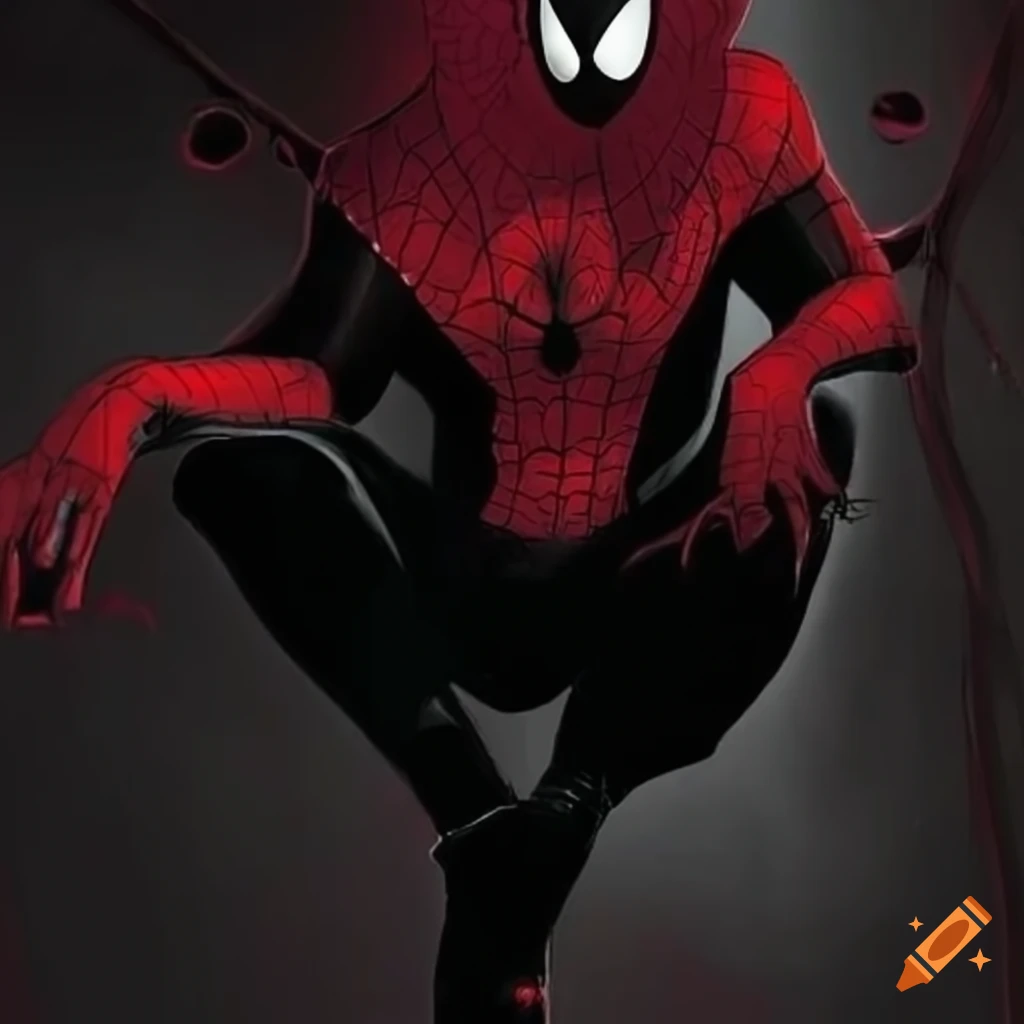 Goth spiderman character illustration on Craiyon