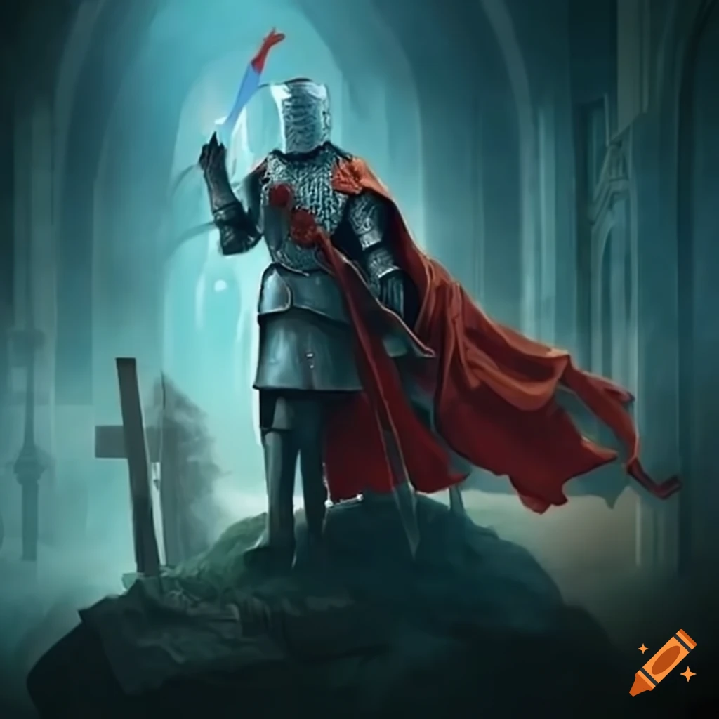 Knight defending a church on Craiyon