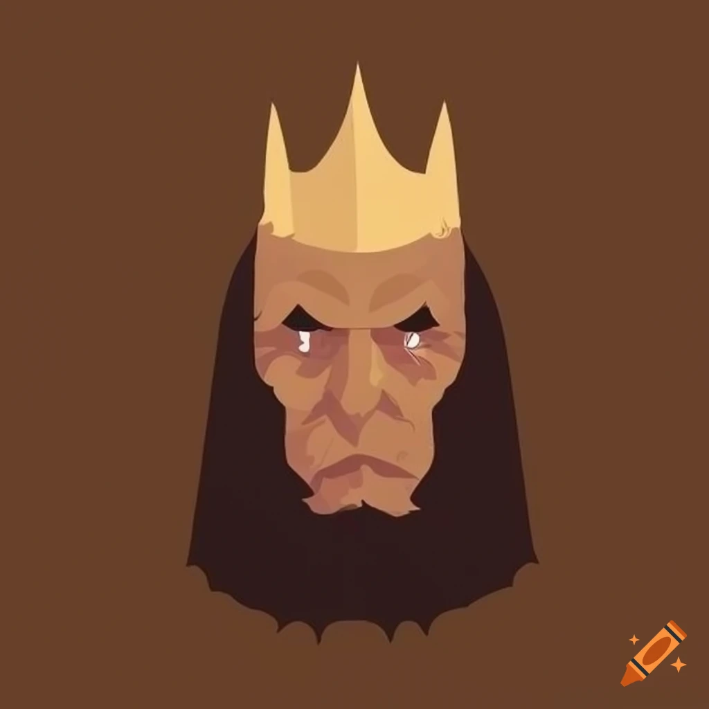 Corrupt king in Lord of the Rings in a minimalist style on a tan ...