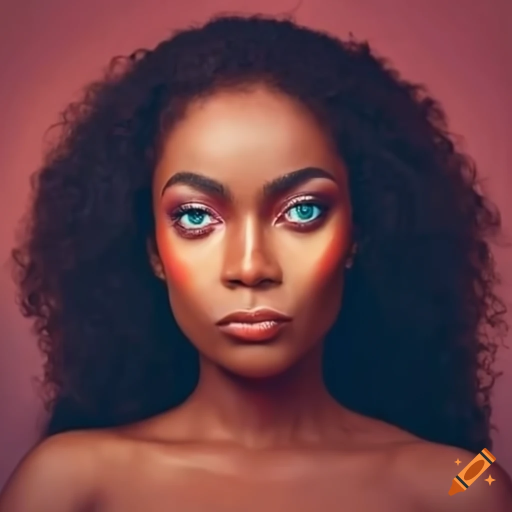 Black woman looking in a mirror without makeup on Craiyon