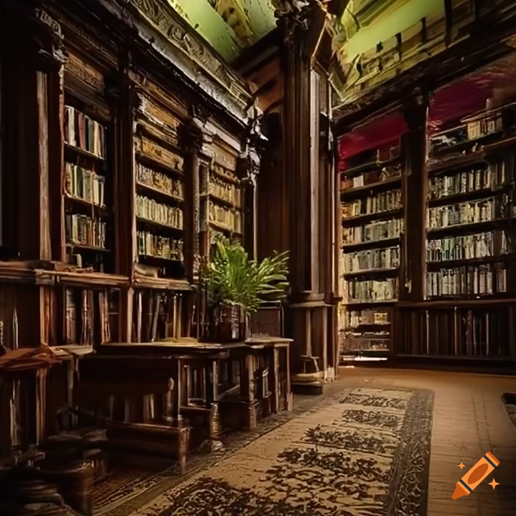 Library with plants on Craiyon