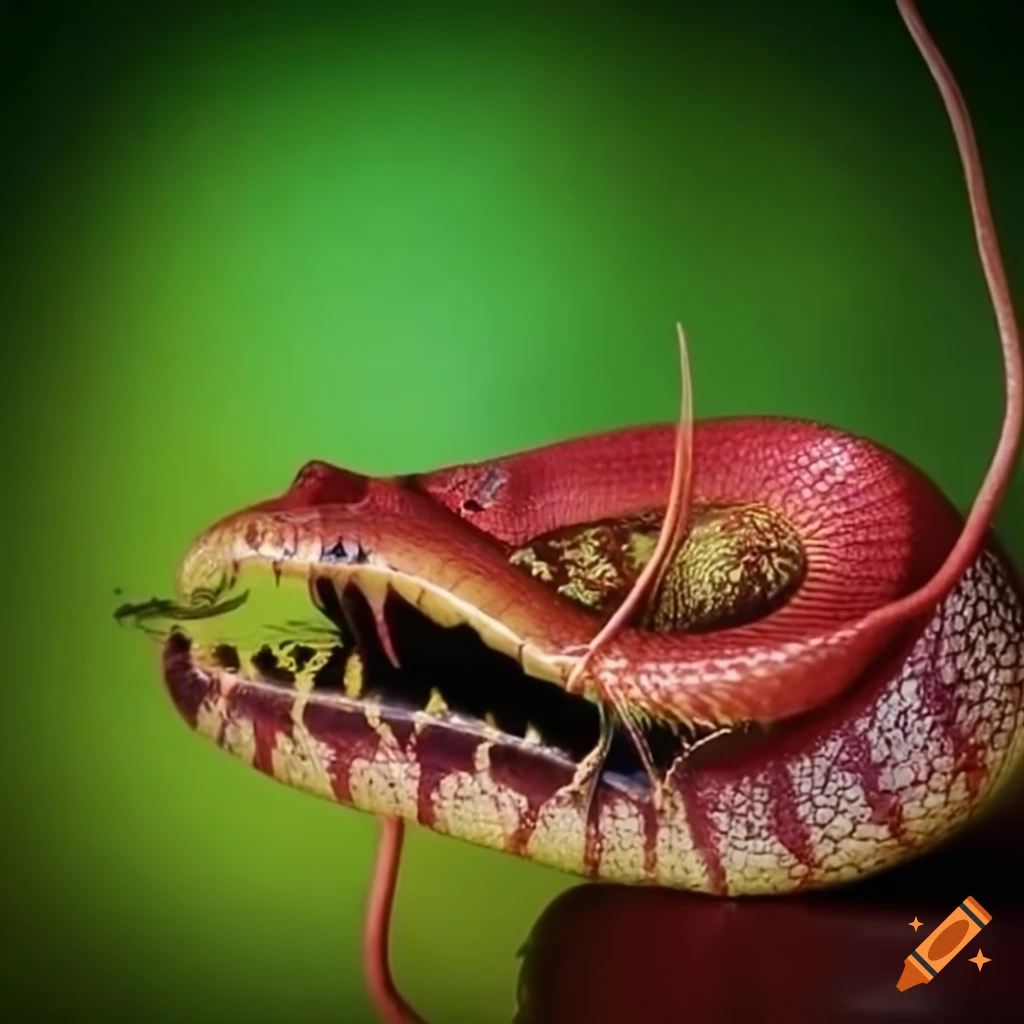 Mutant creature resembling a snake and carnivorous plant hybrid on Craiyon