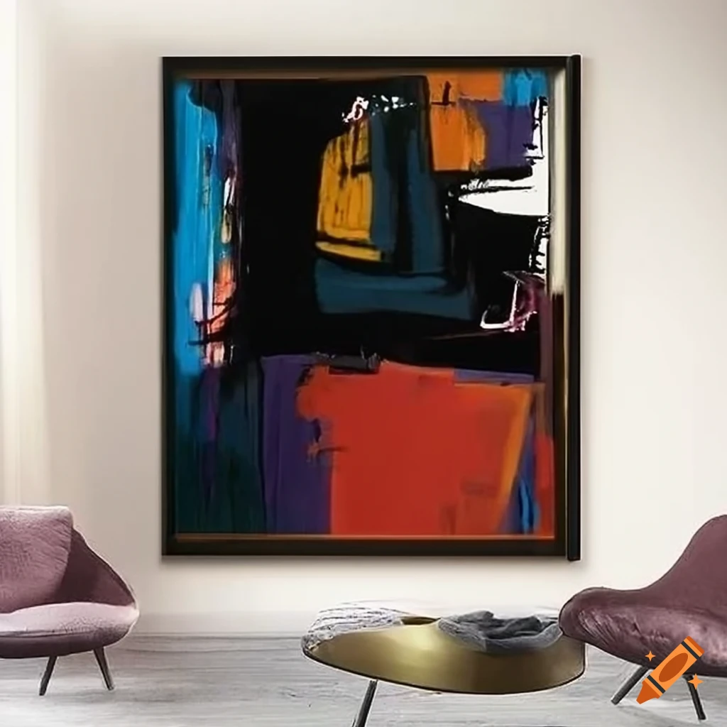 Abstract expressionism art by basquiat in a modern interior setting on ...