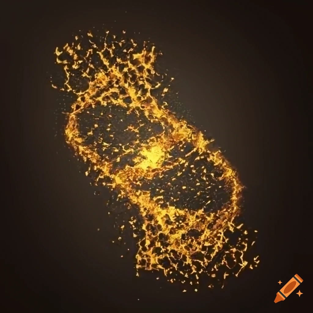 Energy ribbon subatomic particles in dark and gold colors on Craiyon