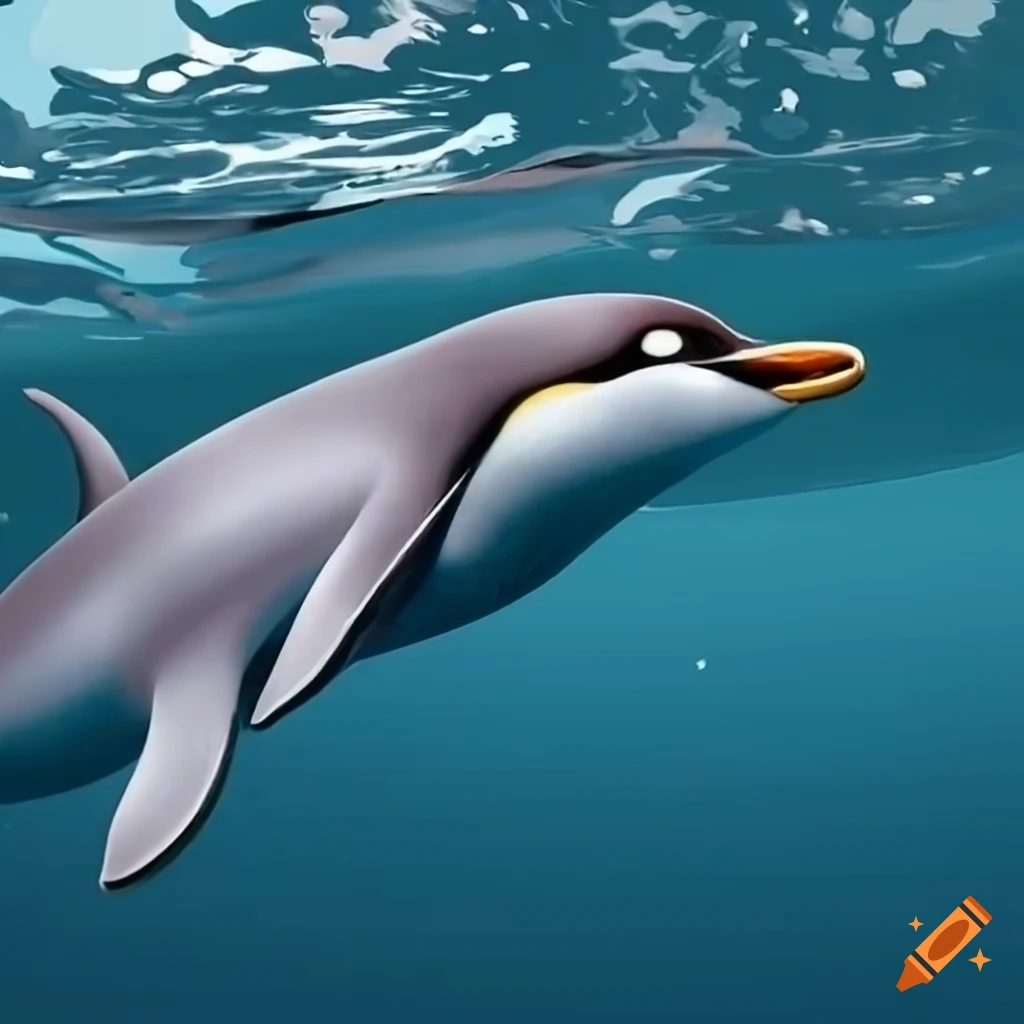 Penguin and dolphin together on Craiyon