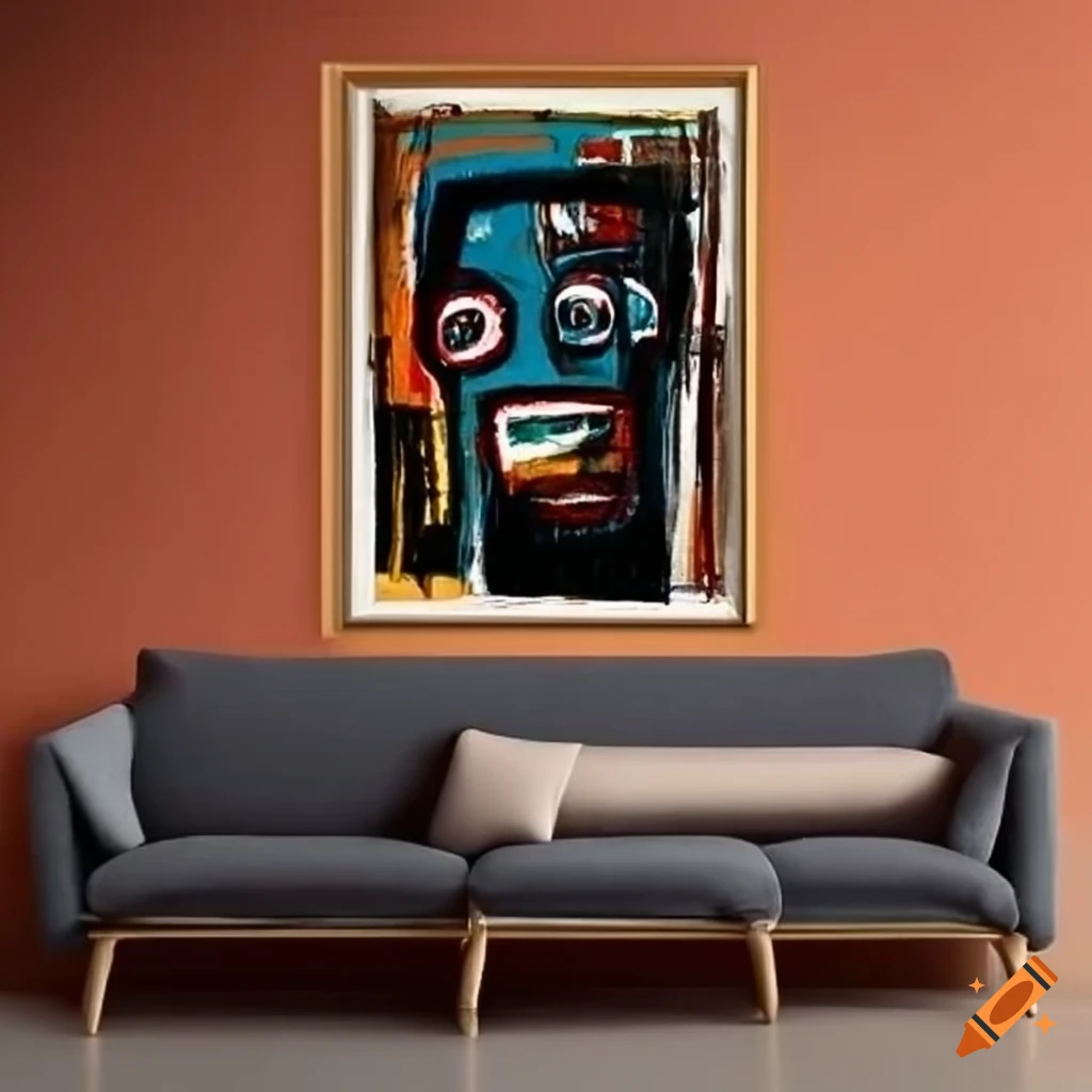 Abstract expressionism art by basquiat in a modern interior on Craiyon