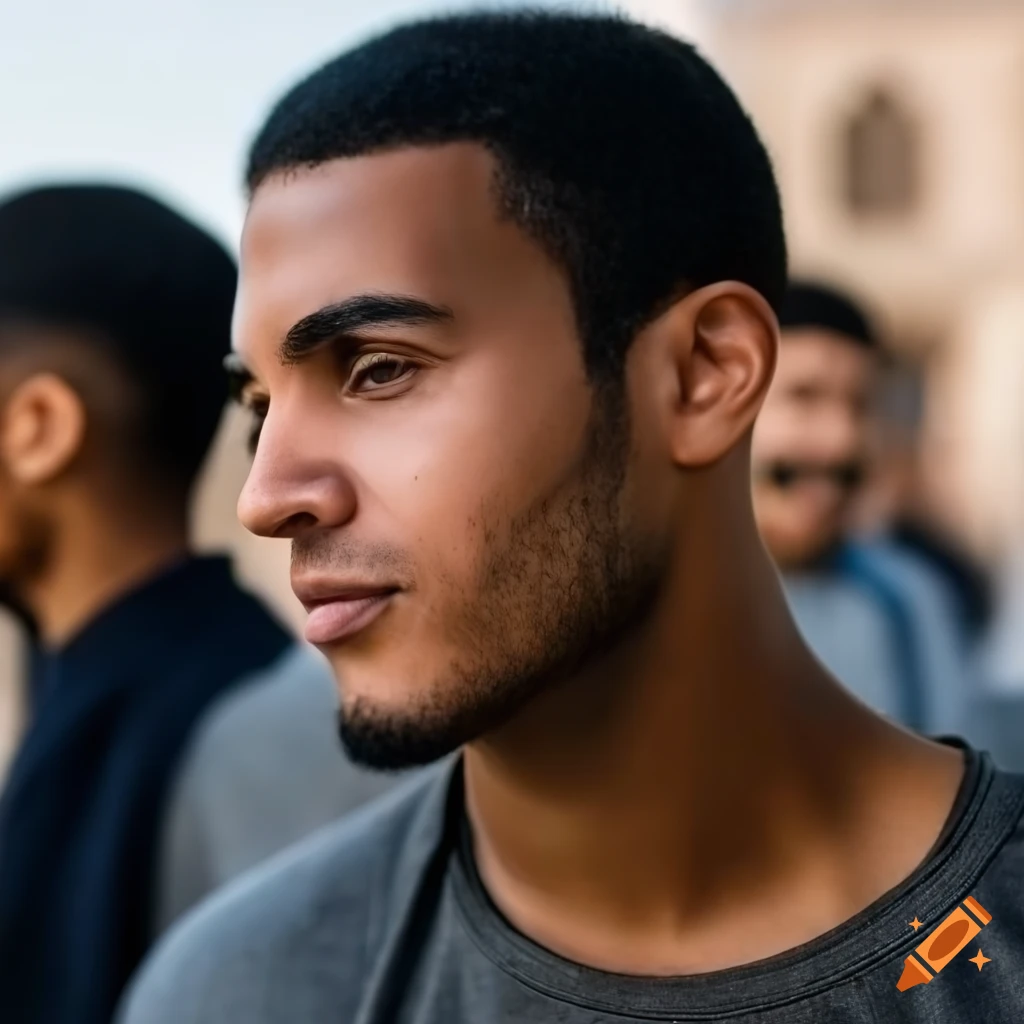 Short, wavy, black-haired, brown-skinned men with Arabic features in a ...