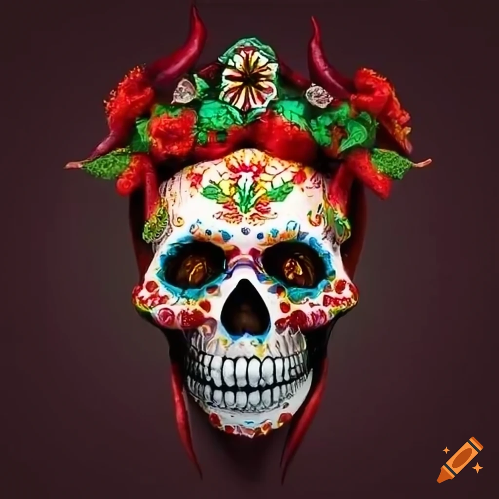 Carolina reaper chilli sugar skull on Craiyon