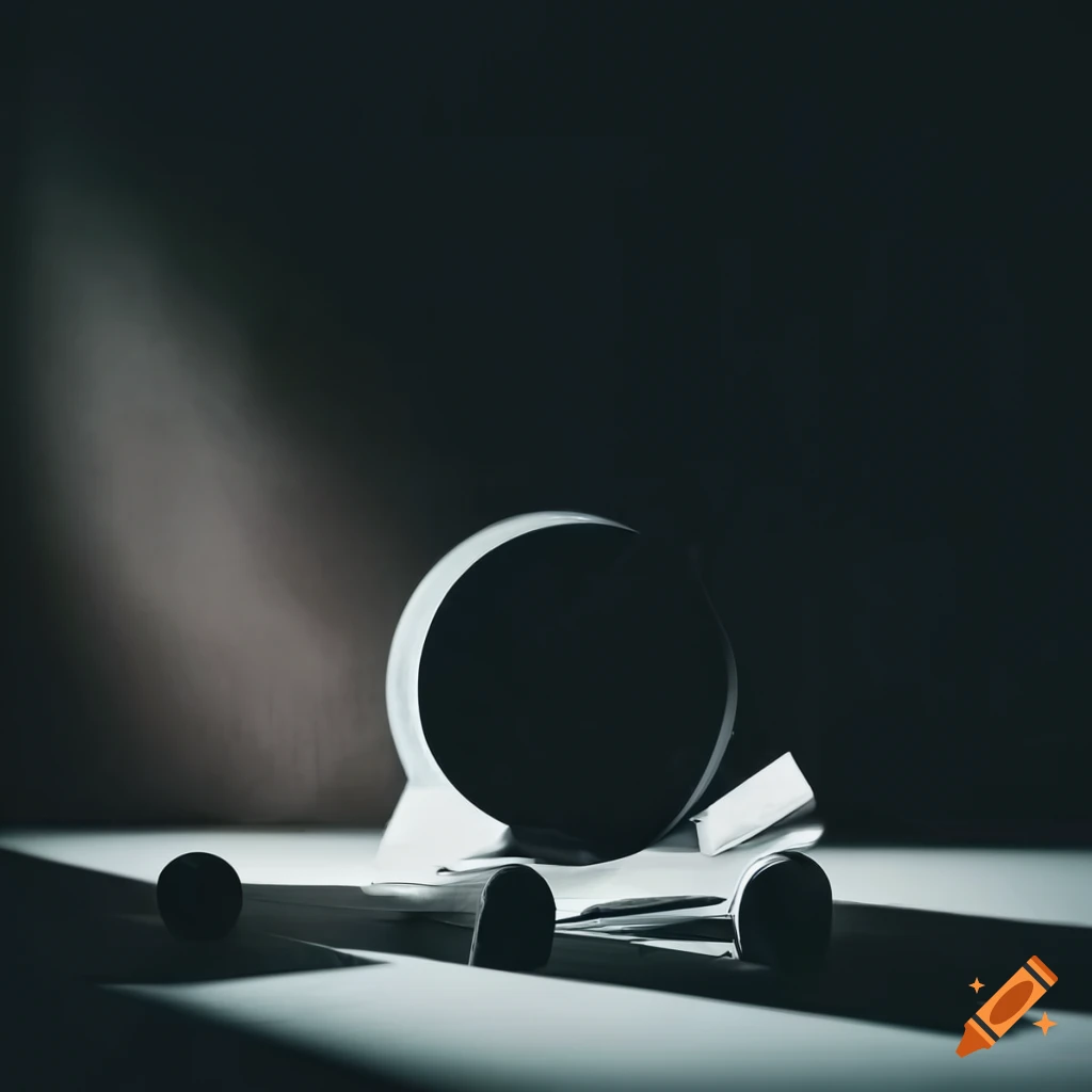Solid objects illuminated on a table in an old dark hotel room on Craiyon